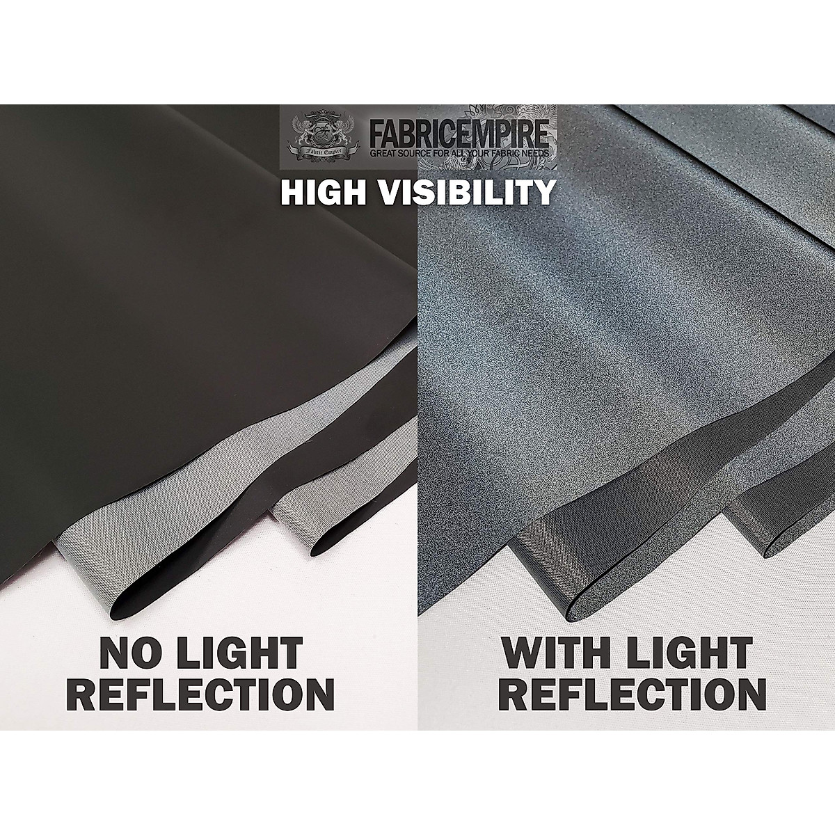 Reflective Lightweight Sports/Safety High Visibility Fabric 55" Wide/Sold by The Yard (Non-Stretch, Black)