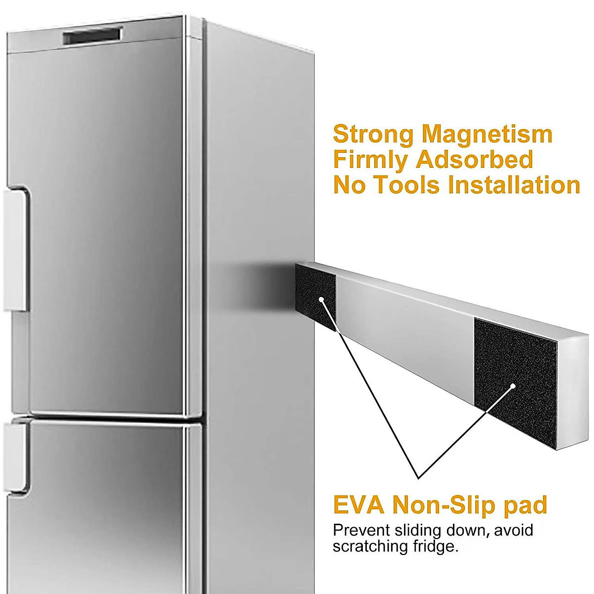 Magnetic Knife Holder for Refrigerator - Larger 17'' Kitchen Strong Magnet Double Sided Stainless Steel Knife Holder Strip for Wall No Drill - Magnetic Knife Rack Wall Mount