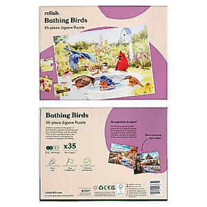 Relish Large Piece Puzzles for Seniors, 35 Piece Bathing Birds Jigsaw Puzzle, Dementia Products for Elderly