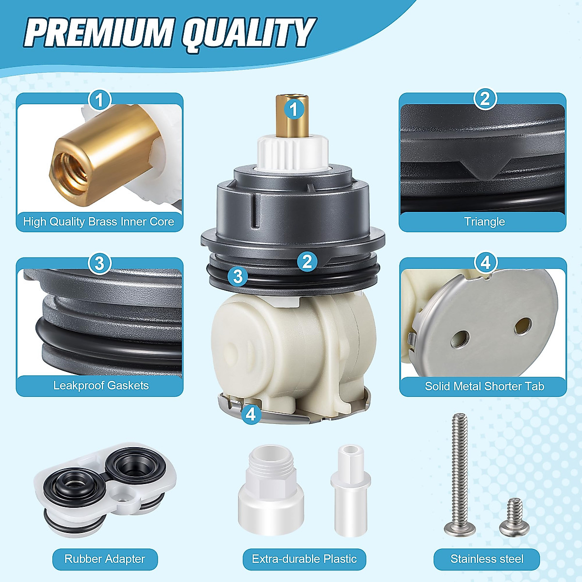 Enhon 2 Pack Shower Cartridge Replacement, RP46463 Cartridge Replacement Compatible with Delta Monitor 17 Series (2006 - Present) Dual Function Shower Faucet Valve, Including Seat and Spring Adapter