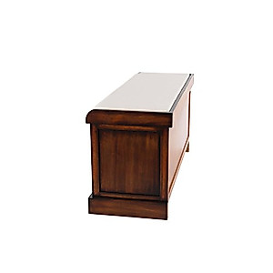 Deco 79 Wood Storage Bench with Upholstered Seat, 42" x 15" x 20", Brown