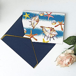 PAILON Starfish and Conch Thank You Cards With Envelopes, Blank Greeting Note Cards With Envelopes Blank Inside, Funny Birthday Cards For Women Men, Thank You Card For Wedding Business,Graduation