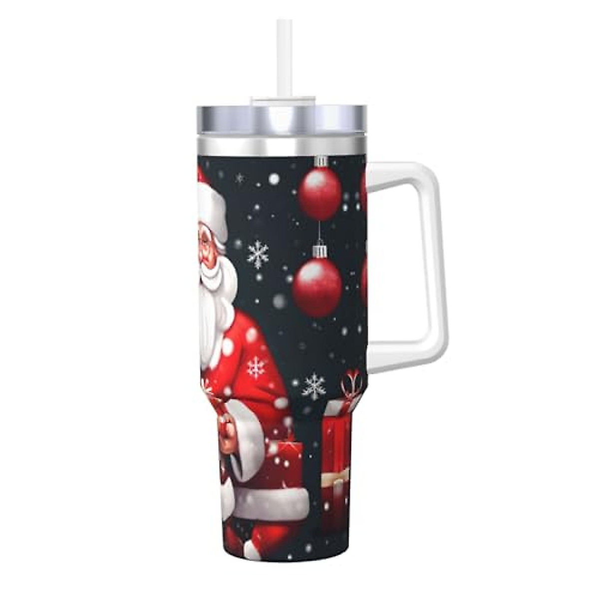 HULIBIN Christmas Santa Clauss Print Double Deck Stainless Steel Travel Coffee Cup With Lid 40 Oz Ice Bully Cup