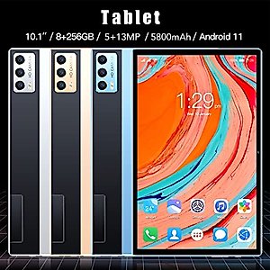 Focket 10.1 Inch Tablet 256GB 8 Core Processor 11 Tablet, IPS HD Display 5G WiFi Dual SIM Portable Tablet Computer 5800mAh Long Lasting Battery Tablets PC GPS 5.0