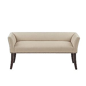 Madison Park Welburn Bedroom Solid Wood Polyester Fabric Seating Modern Style, 49.5"W x 19.25"D x 23"H, Cream