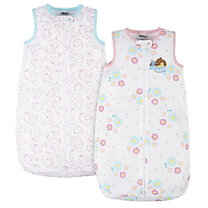 Canticos Unisex-Baby Girls' 2-Pack Wearable Sleep Bags, White, 0-6 Months