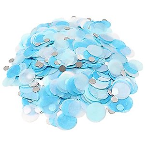 VCOSTORE Tissue Paper Confetti Circles - Round Paper Confetti Dots,Large Table Confetti for Birthday Wedding Party Decoration and Gift Box decoration, 5000 pieces - Blue White & Sliver Confetti