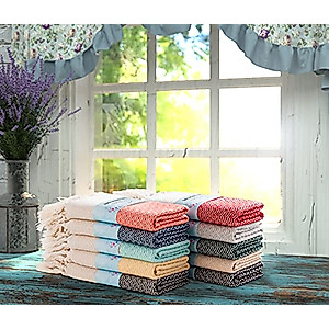 Rumi&Shams Turkish Hand Towel Set of 2 | 100% Cotton Modern Farmhouse Hand Towels | 16 x 32 Inches Boho Towels | Bathroom Hand Towels | Perfect Turkish Kitchen Towels | Bath Hand Towels (Aqua)