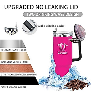 liabiliies 40 oz Tumbler with Handle and Straw Just A Dad Who Always Came Back With The Milk Tumbler Personalized Tumblers with Lid and Straw Insulated Tumbler Stainless Steel Tumblers
