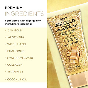 AZURE 24K Gold Firming Peel Off Face Mask- Anti Aging, Lifting, Illuminating & Revitalizing - Removes Blackheads, Dirt & Oils - With Hyaluronic Acid and Collagen - Skin Care - 150mL