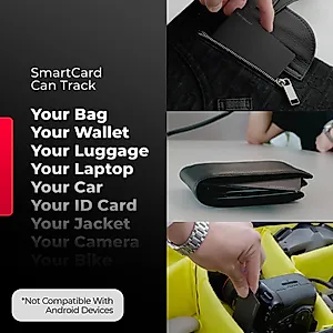 KeySmart SmartCard Wallet Tracker Card, Compatible with Apple Find My App, Rechargeable Thin GPS Item Finder for Luggage Tag, Passport, Smart Bluetooth Tracking with Key Chain Hole Black 1 Pack