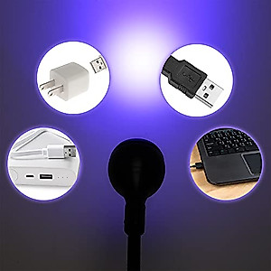 VIHOSE Big Chip 395nm UV LED Light Fixtures with Gooseneck and Clamp Mini Desk Light Clamp Portable Gooseneck for Outdoor Stall Gel Nail Curing, 5V USB Input(Black,1 Piece)