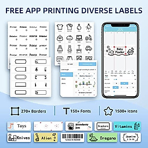 FLPLX Label Maker Machine with Tape, D50 Portable Bluetooth Label Printer with Multiple Templates, Inkless Labelmaker Easy to Use for Home Edit and Office Organization USB C Rechargeable White