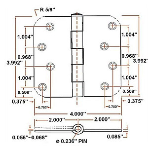 3-Pack 4-Inch x 4-Inch Interior Door Hinges with 5/8-Inch Radius, Satin Nickel, Heavy Duty Steel Construction, Left- or Right-Handed – Design House, 181594