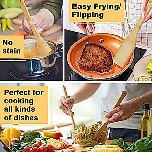 Wooden Spoons for Cooking - Kitchen Utensils Set 6 pcs Bamboo Wooden Spoons & Spatula Cooking Utensils