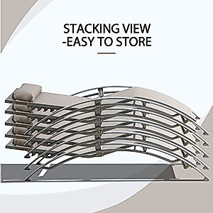 Domi Pool Lounge Chairs Set of 3, Adjustable Aluminum Outdoor Chaise Lounge Chairs with Metal Side Table, All Weather for Deck Lawn Poolside Backyard -Beige Textilene