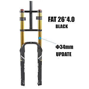 Syvrac Bike Suspension Fork 26" for Mountain Bike DH Air Double Shoulder Downhill Rappelling Shock Absorber Straight Tube Ultralight Bicycle Shock Absorber Rebound Adjust (Gold)
