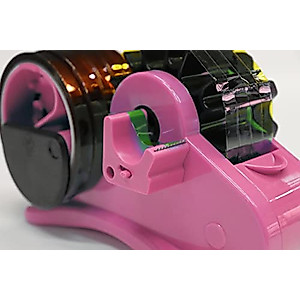 Pink Heat Tape Dispenser Sublimation - Multiple Roll Cut Heat Tape Dispenser 1" & 3"Core Double Reel Cores Sublimation for Heat Transfer Tape, Semi-Automatic Tape Dispenser with Compartment Slots