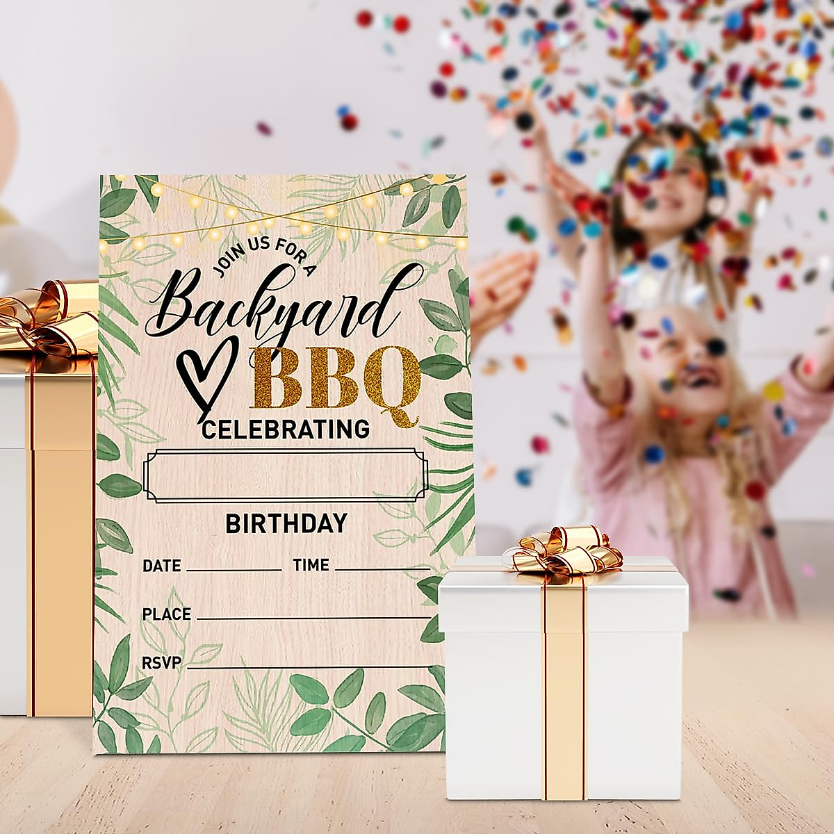 UDNADKEX Birthday Invitations BBQ Party with Envelopes, Summer Barbecue Cookout Party Invites, Backyard Picnic Invite Cards, Join Us for A Backyard BBQ, 4"x6" Set of 20