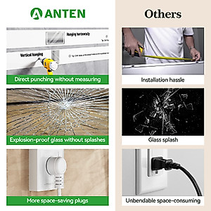 ANTEN 32" x 24" LED Mirror for Bathroom, Backlit Lighted Mirrors for Bathroom Wall, Anti Fog Led Vanity Mirror, 3000-6000K, Stepless Dimmable, IP54, Shatterproof Makeup Mirror