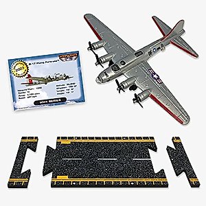 Hot Wings Planes B-17 Flying Fortress Jet (Silver) with Connectible Runway