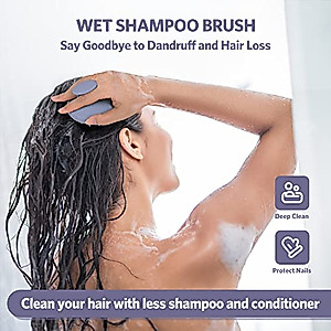 Sndyi 2Ps Silicone Scalp Massager Shampoo Brush, Hair Scrubber with Soft Silicone Bristles, Scalp Scrubber/Exfoliator for Dandruff Removal, Wet Dry Scalp Brush for Hair Growth & Scalp Care