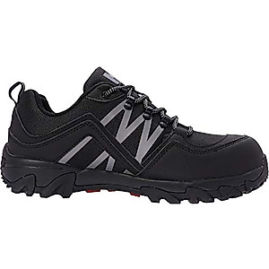 WHITIN Steel Toe Shoes Men Composite Toe Indestructible Steal Toed Steeltoe Size 12 Comfortable Fashion Lightweight Nonslip Working Footwear with Thick Sole Black