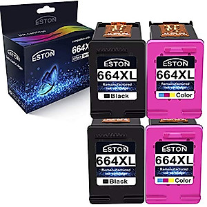 ESTON 4 Pack #664 XL Black/Color Ink for Deskjet Ink Advantage 1115 2136 3636 3836