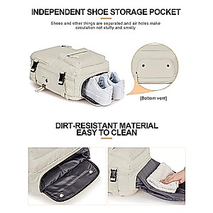 winspansy Carry on Backpack,Travel Backpack for Women Men Airline Approved Personal Item Size Hiking Gym Backpack Weekender Casual Daypack Backpack Waterproof Bag with Shoe Compartment, Beige