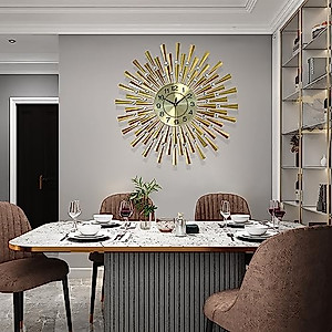 SHUNZY Large Wall Clocks for Living Room Decor Modern Gold Silent Wall Clock Battery Operated Non-Ticking for Bedroom Kitchen Office Home Decorative 24 Inch Retro Crystal Clocks Wall Decor for House