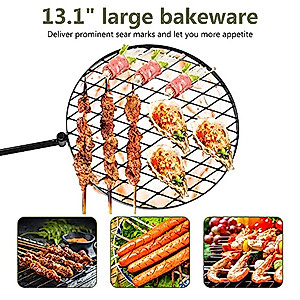 Adjustable Outdoor Campfire Grill Stand Portable Camping Kitchen Table,Swivel Campfire Grill, Heavy Duty BBQ，Fire Pit Grill，Over Fire Camping Grill for Outdoor Barbecue Over Open Fire