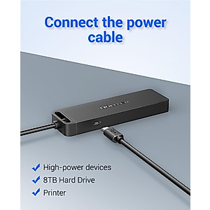 USB Hub VENTION 4-Port USB 3.0 Hub 1.5FT Ultra-Slim Data USB Splitter Charging Supported Compatible with MacBook, Laptop, Surface Pro, PS4, PC, Flash Drive, Mobile HDD