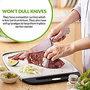 Spring Chef Professional Cutting Boards for Kitchen With Soft Grip Handles – Deep Juice Grooves – Non-porous and Non-slip Chopping Board – Dishwasher Safe – BPA Free Plastic – Set of 3 – Color Choices