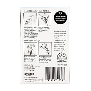 Amazon Basics 5-Blade Razor Refills for Women, 6 Refills (Fits Amazon Basics Razor Handles only) (Previously Solimo)