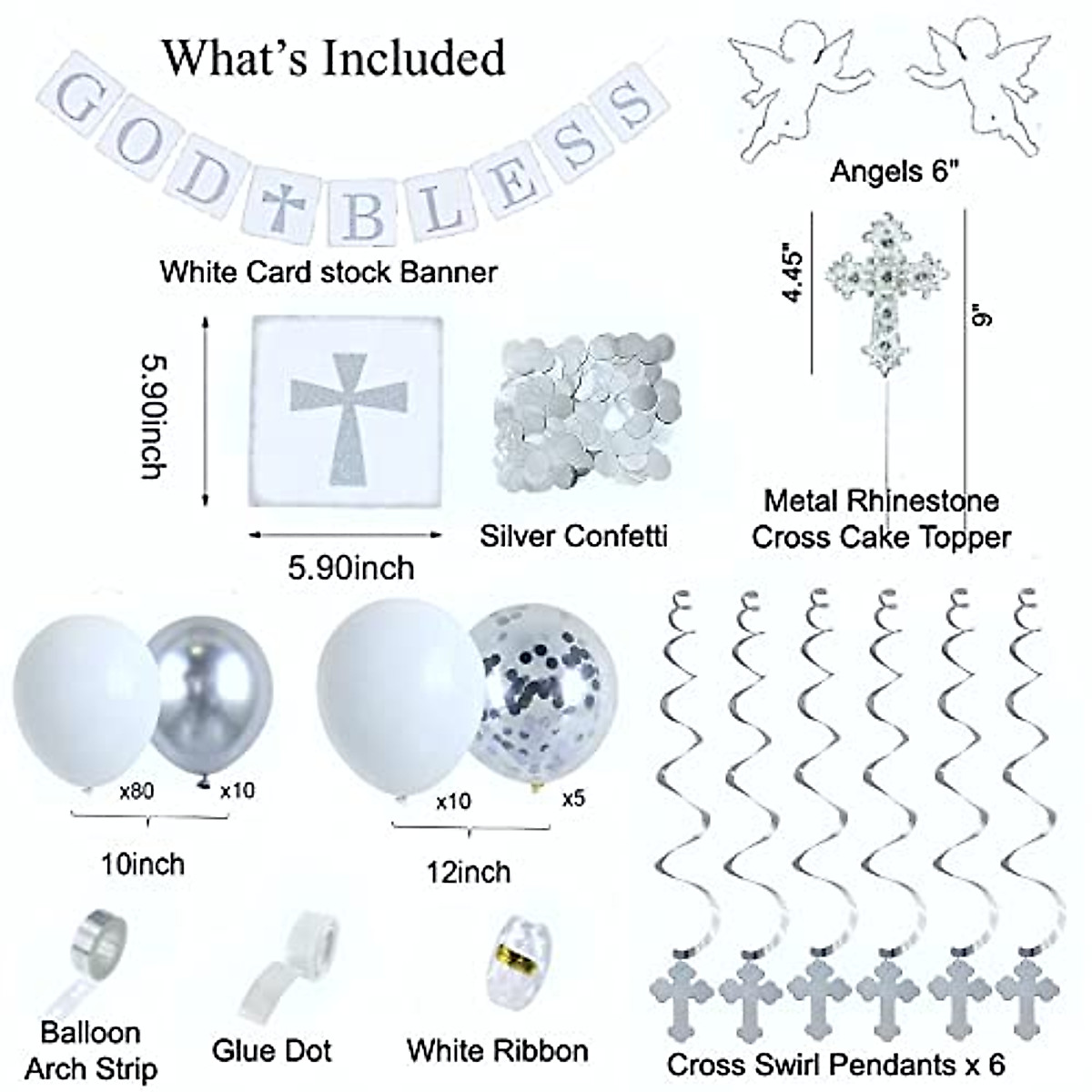 Elkanah Baptism Decorations for Boys Girls First Communion Decorations Bautizo Primera Comunion Decoracion Christening Decor Party Supplies Cake Topper Banner Balloons