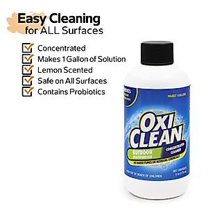 OxiClean - Outdoor Multipurpose Super Concentrated Cleaner - Makes 1 Gallon - Stain Remover - Driveway Cleaner for Concrete - Degreaser for Cement, Brick, Vinyl, and Patio Furniture (6oz = 1 Gallon)