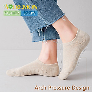 AOIREMON 10 Pairs No Show Low Cut Socks for Mens & Womens，Non Slip Athletic Flat Boat Liner Socks for Running Hiking