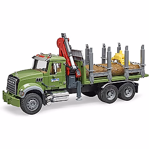 Mack Granite Timber Truck with Loading Crane and 3 Trunks