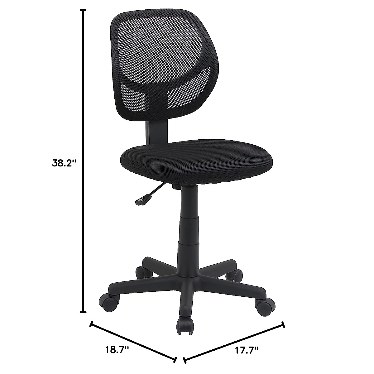 Amazon Basics Low-Back, Upholstered Mesh, Adjustable, Swivel Computer Office Desk Chair, Black