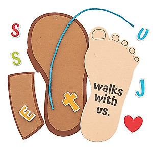 HAPPY DEALS ~ Jesus Walks Sandal Craft Kits | 12 Pack | 6 Inch | Religious Crafts for Kids