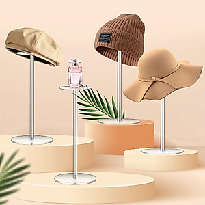 DIFENLUN 2 sets of acrylic hat stand wig display stand (13.8 "+11.8")/ Clear acrylic hat stand and wig display Hat stand Display hat stand/Round barbell base display wig display