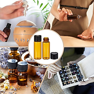 BENECREAT 40 Pack 5ml Amber Brown Orifice Reduce Essential Oil Bottles with Glass Droppers for Aromatherapy Fragrance Oils