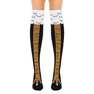 COMNICO Chicken Leg Socks 1 Pair 24 Inches Crazy Novelty Thanksgiving Turkey Animal Feet Claw Knee High Chicken Lady Stockings Adult Humor Party Funny Gifts for Women Men Kids