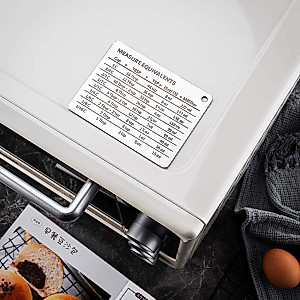 SOONHUA Measurement Conversion Refrigerator Magnet, kitchen Measurement Conversion Chart Stainless Steel Refrigerator Magnet for Cups Tablespoons Teaspoons Fluid Oz Milliliters