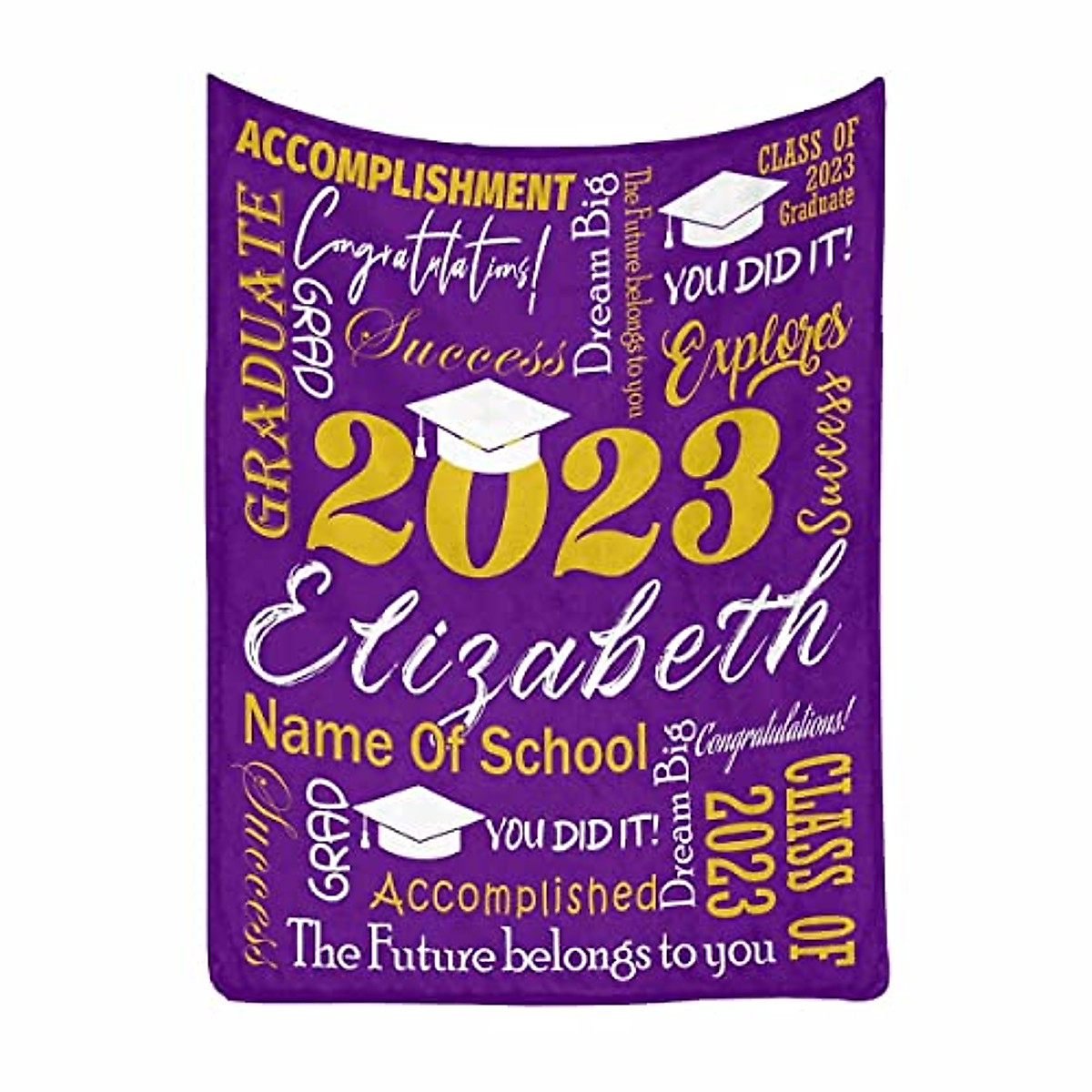 Personalized Graduation Blanket for Her Him, Class of 2023 Bed Blanket The Future Belongs to You 2023 Grad Purple Throw Blanket for Senior 2023 High School College Graduating Decoration 50x60