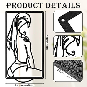 3 Pcs Modern Minimalist Wall Decor Abstract Line Art Wall Decor Woman Body Shape Art Print Decor Line Drawing Metal Wall Art for Living Room Bedroom Wall (Black,Classic Style)