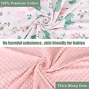 Porune Baby Blanket for Boys and Girls 28”X40” inches. Double Layer Minky dots and Minky Print,Ultra Soft with Flower Print Pattern Blanket Good for Toddler and Baby Newborn.