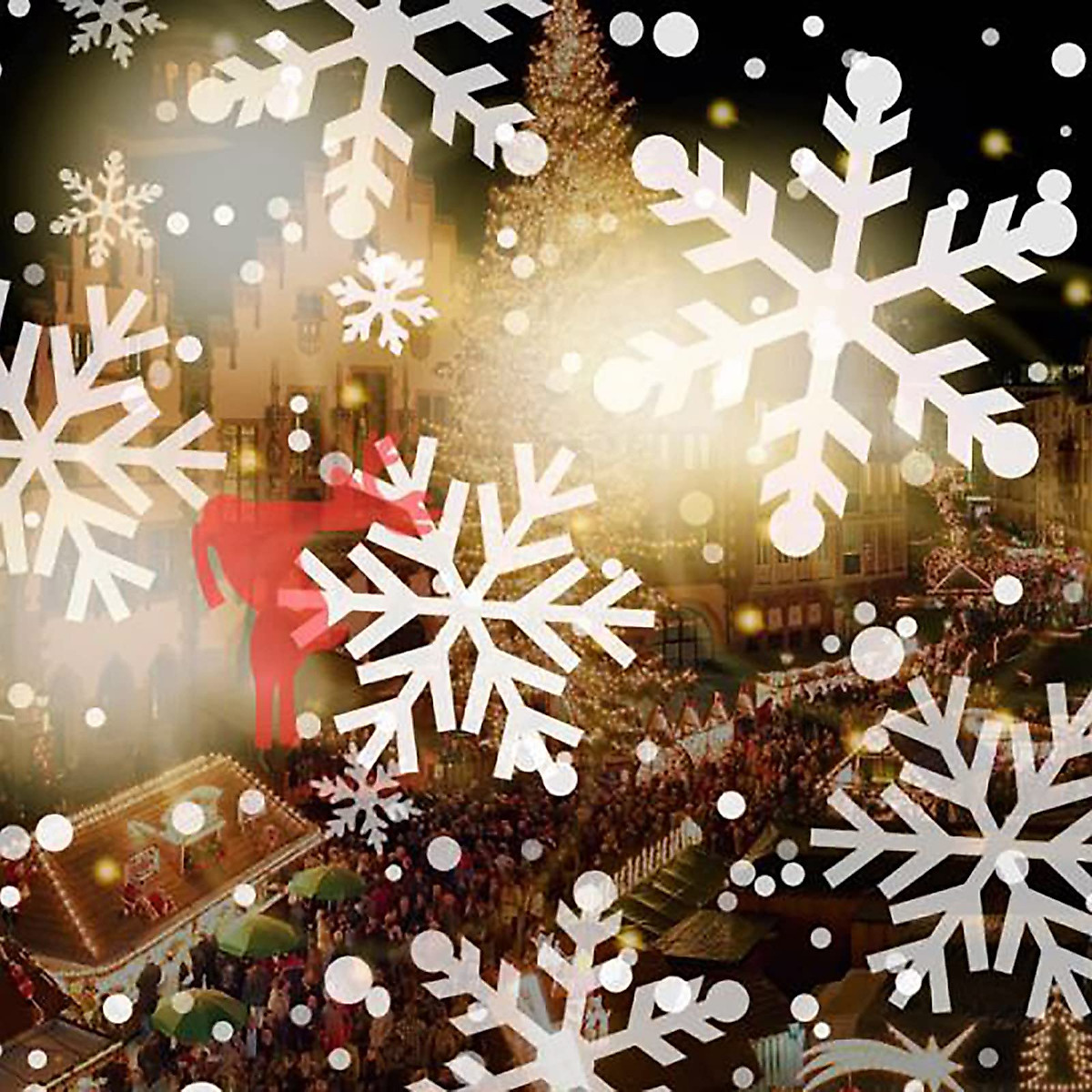 S5E5X Christmas Light Snowflake Projector, HD Waterproof Moving Patterns Rotating LED Projection Lamp for Christmas Party Decorations, Landscape Light for Home Outdoor Garden Courtyard Wall (Black)