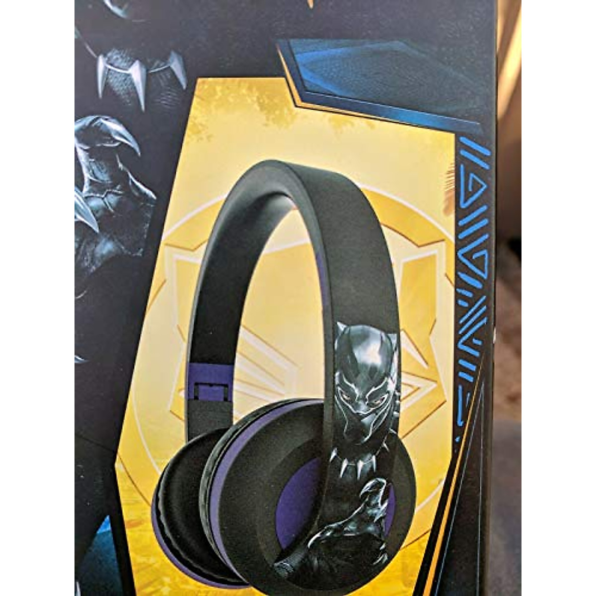 Black Panther Headphones, Adjustable Headband, Stereo Sound, 3.5Mm Jack, Wired Headphones, Tangle-Free, Volume Control, Foldable, Kids Headphones Over Ear for School Home Travel