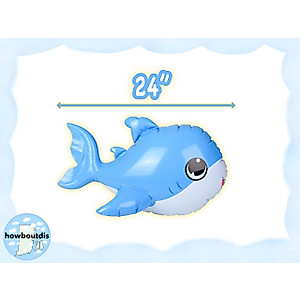 Three Pack of Fun 24 inch Inflatable Pup Sharks- Blue - Light Blue and Pink - Perfect for Birthday Parties Pool Parties or even Bathtub Play - Everyone will Love these Cute Inflates!